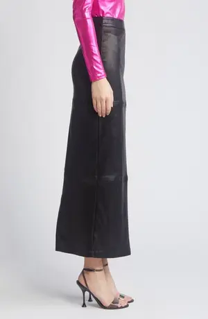 NIKKI LUND Iggy Metallic Maxi Skirt - Black