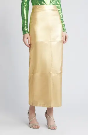 NIKKI LUND Iggy Metallic Maxi Skirt - Gold
