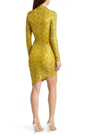 NIKKI LUND Sequin Ruched Asymmetric Long Sleeve Dress