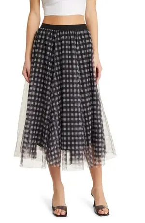 NIKKI LUND Peggy Check Mesh Skirt