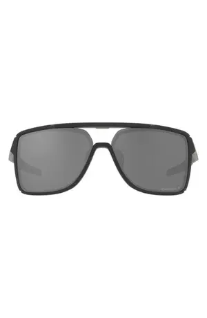 Oakley Castel 63mm Prizm™ Polarized Oversize Rectangular Sunglasses - Matte Black