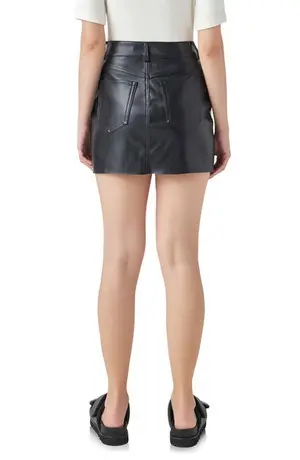 GREY LAB Faux Leather Mini Skirt - Black
