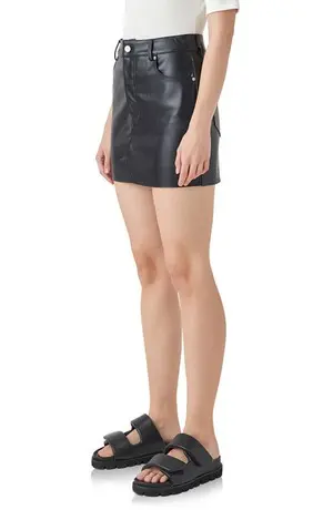 GREY LAB Faux Leather Mini Skirt - Black