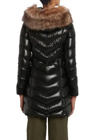 Moncler Marre Quilted Down Coat With Shearling Trim
