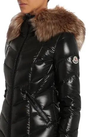 Moncler Marre Quilted Down Coat With Shearling Trim