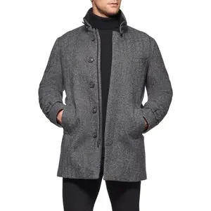 NORWEGIAN WOOL Waterproof Herringbone Wool-blend Car Coat - Grey