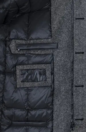 NORWEGIAN WOOL Waterproof Herringbone Wool-blend Car Coat - Grey