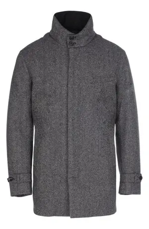 NORWEGIAN WOOL Waterproof Herringbone Wool-blend Car Coat - Grey