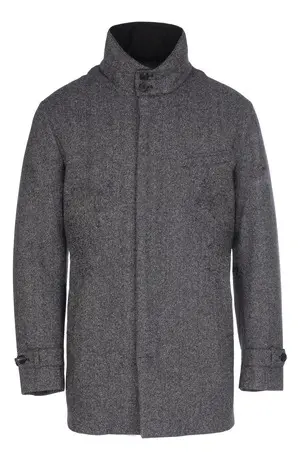 NORWEGIAN WOOL Waterproof Herringbone Wool-blend Car Coat - Grey