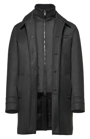 NORWEGIAN WOOL Waterproof Virgin Wool & Silk Down Coat - Dark Graphite