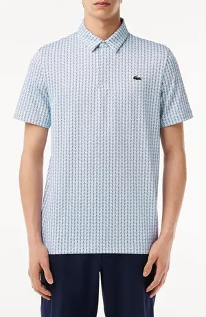Lacoste Regular Fit Print Stretch Polo Shirt S14 Phoenix/blanc