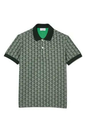 Lacoste Classic Fit Print Polo Shirt - 258 Noir/ Blanc