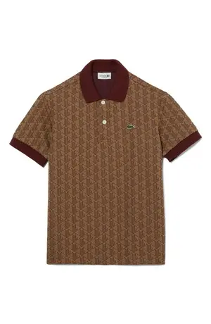 Lacoste Classic Fit Print Polo Shirt Viennese/ Liquor