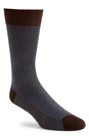 Canali Geometric Jacquard Dress Socks - Brown