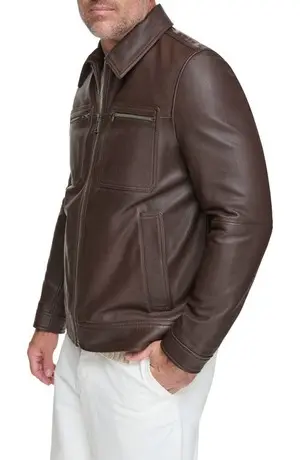Andrew Marc Clayton Leather Jacket - Chocolate