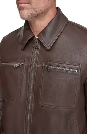Andrew Marc Clayton Leather Jacket - Chocolate