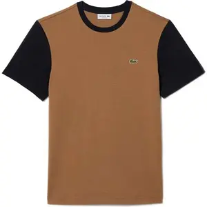 Lacoste Regular Fit Colorblock Cotton T-shirt - Cookie/abimes