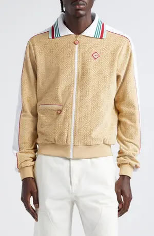 Casablanca Monogram Jacquard Velour Jacket Taupe
