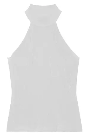 Guess Sleeveless Ribbed Mock Neck Sweater - White