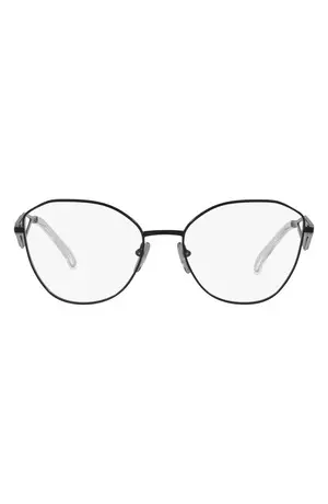 Prada Prada 55mm Round Frame Eyeglasses Black