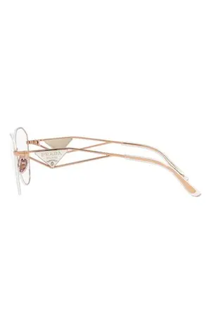 Prada 55mm Round Frame Eyeglasses - Pink Gold