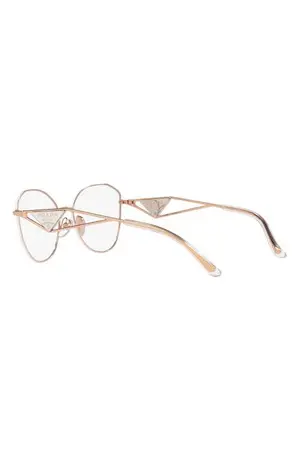 Prada 55mm Round Frame Eyeglasses - Pink Gold