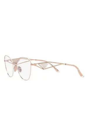 Prada 55mm Round Frame Eyeglasses - Pink Gold