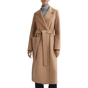 REISS Lucia Belted Wool Blend Coat Camel