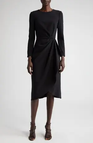 Carolina Herrera Pleated Tulip Midi Dress - Black