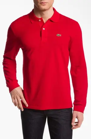 Lacoste Regular Fit Long Sleeve Piqué Polo Rouge