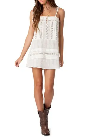 EDIKTED August Eyelet Mini Dress