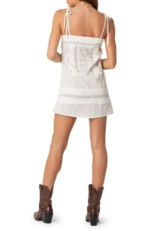 EDIKTED August Eyelet Mini Dress