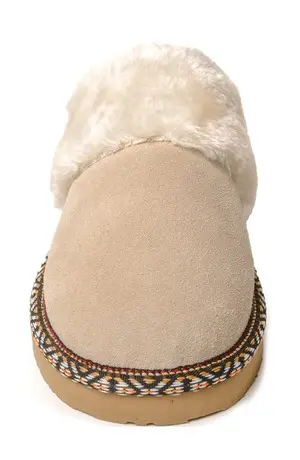 Minnetonka Cerise Faux Fur Slipper - Stone
