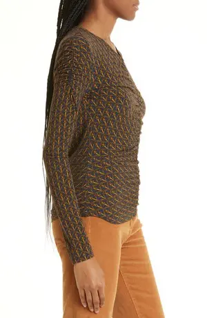 Veronica Beard Neeta Tack Print Top