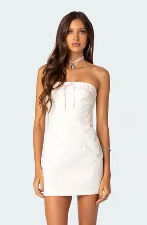 EDIKTED Strapless Cotton Poplin Minidress