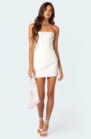 EDIKTED Strapless Cotton Poplin Minidress