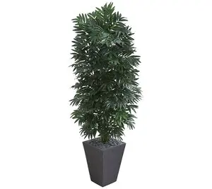 NEARLY NATURAL Bamboo Palm Plant In Slate Finished Planter Early Natural - One-color