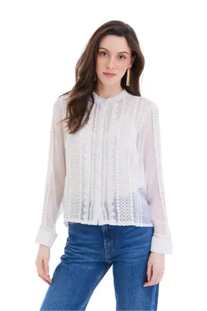 Allison Gabriella Lace Blouse - White