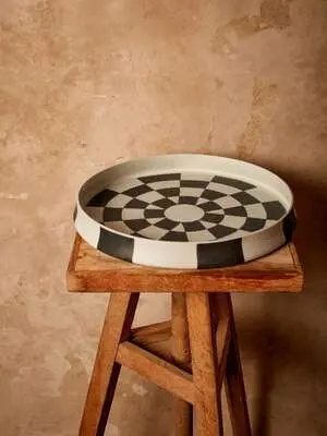 L'Objet Damier Porcelain Round Platter