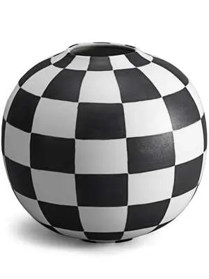 L'Objet Small Damier Checkerboard Vase - Black