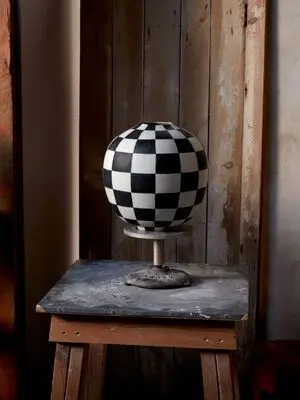 L'Objet Small Damier Checkerboard Vase - Black