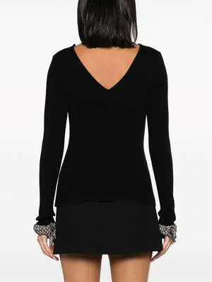 Giuseppe Di Morabito Braided-cuffs Ribbed-knit Top