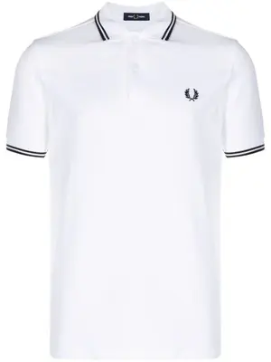 Fred Perry Logo-embroidered Cotton Polo Shirt - White