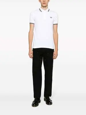 Fred Perry Logo-embroidered Cotton Polo Shirt - White