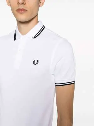 Fred Perry Logo-embroidered Cotton Polo Shirt - White