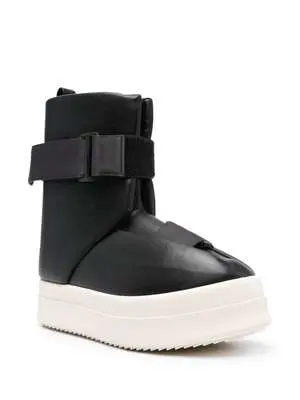 Rick Owens Buckled Leather Platform Ankle Boots