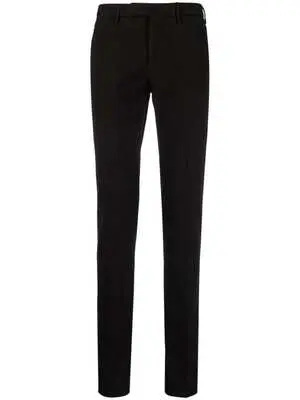 Incotex Slim-cut Trousers With Logo Patch - Brown
