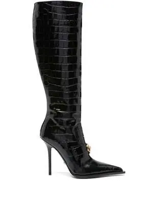 Versace Vagabond Croco-embossed Leather Boots