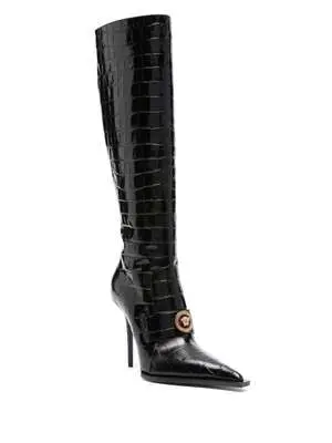 Versace Vagabond Croco-embossed Leather Boots