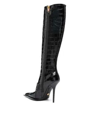 Versace Vagabond Croco-embossed Leather Boots